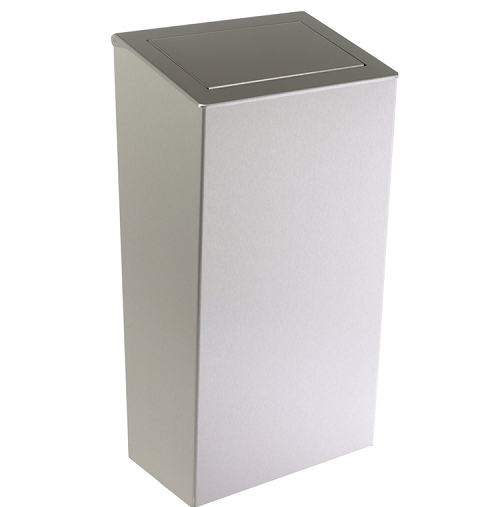 Wall-mounted affaldsbeholder i rustfri stål. Ideel til lobbyer m.m.